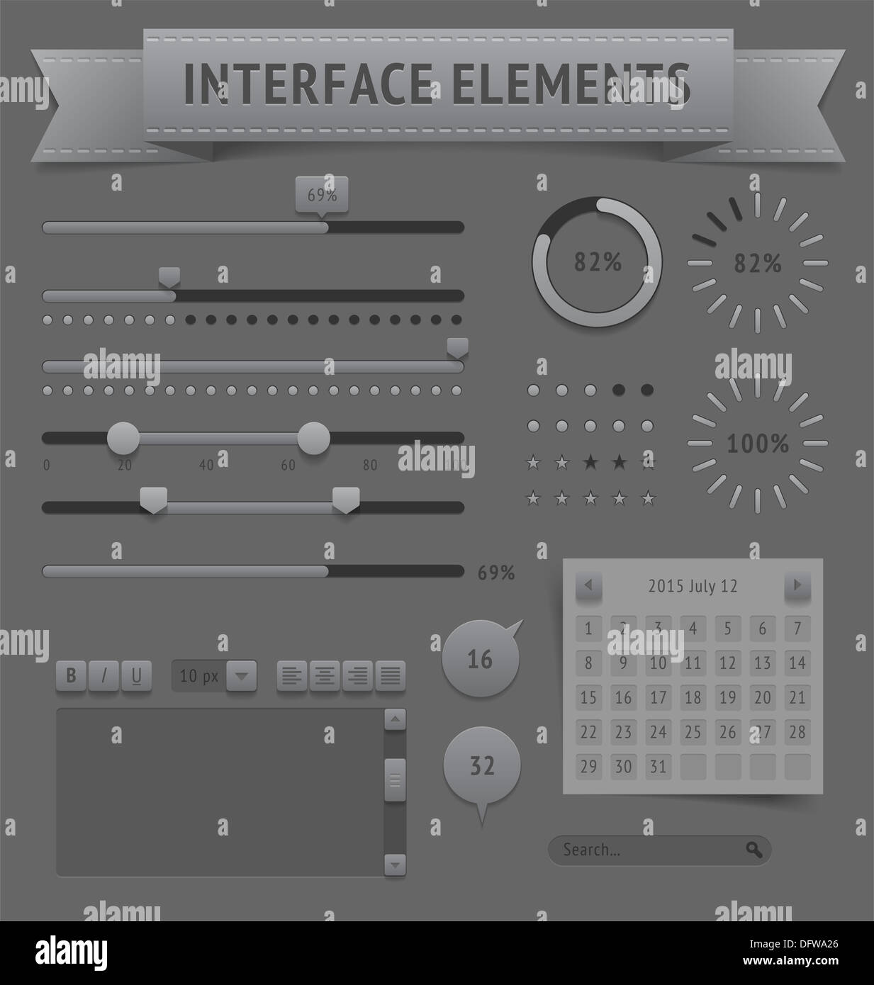 User interface elements. Raster version Stock Photo - Alamy