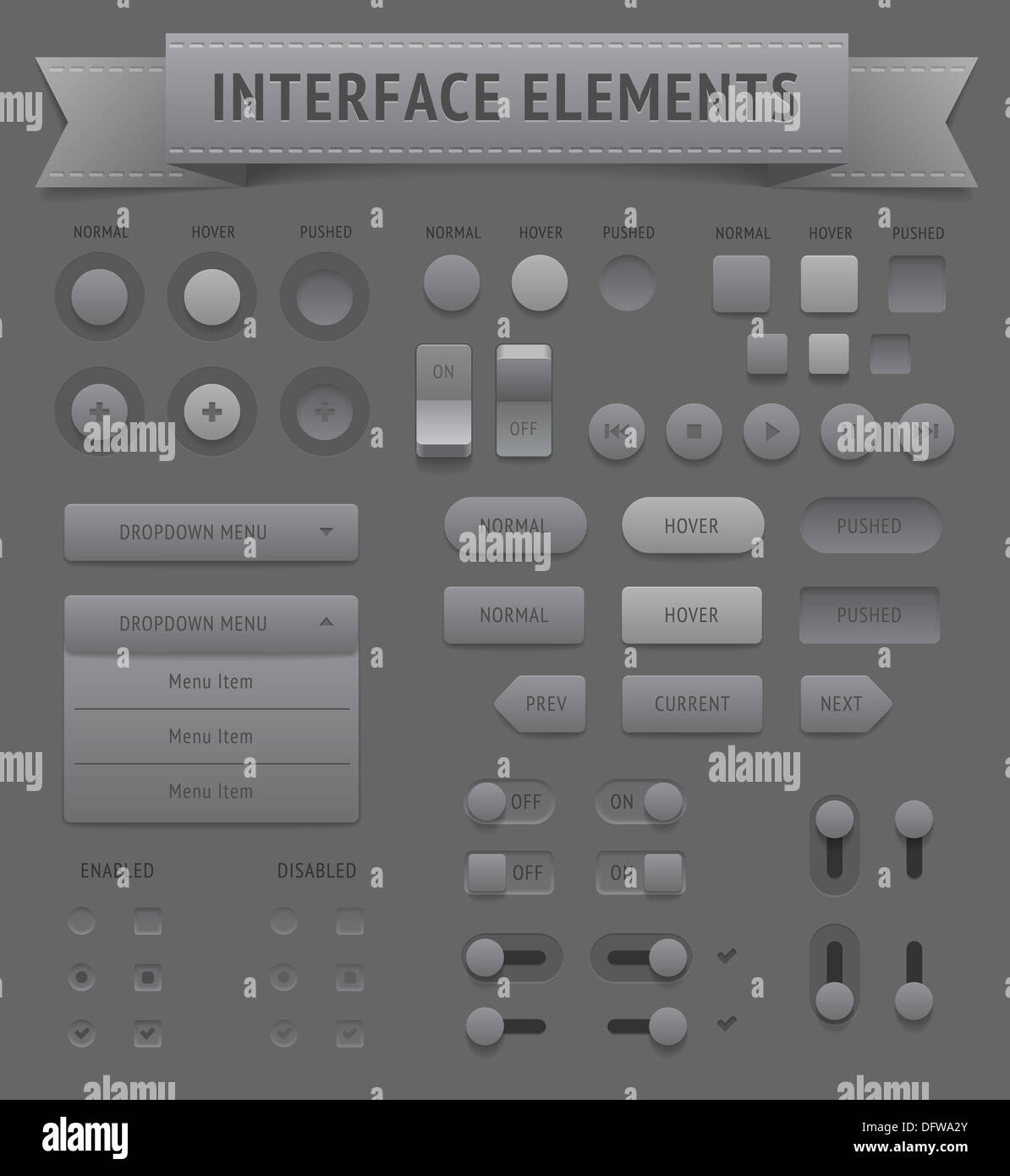 User interface elements. Raster version Stock Photo - Alamy