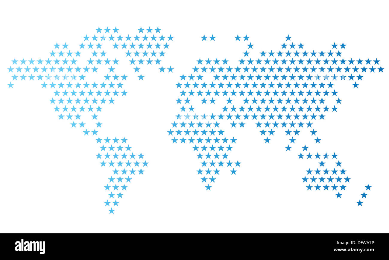 Dotted world map made of star shapes Stock Photo - Alamy