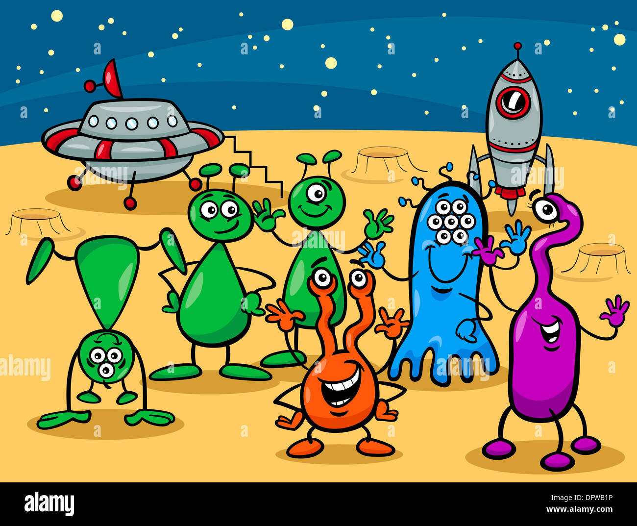 Aliens martians cartoon illustration hi-res stock photography and ...