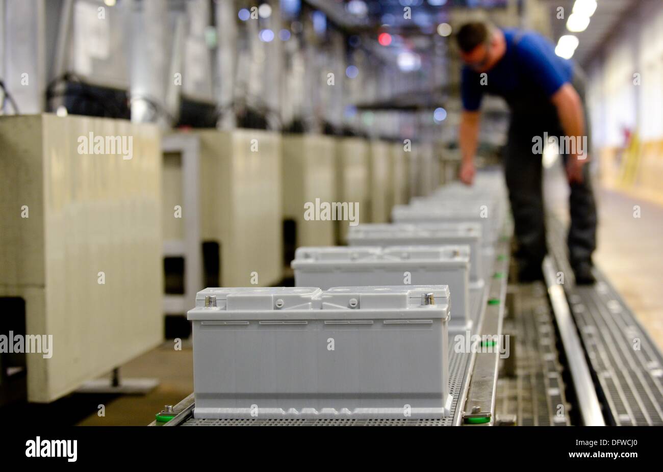 Batteries of the brand VARTA are photographed in the Johnson Controls ...