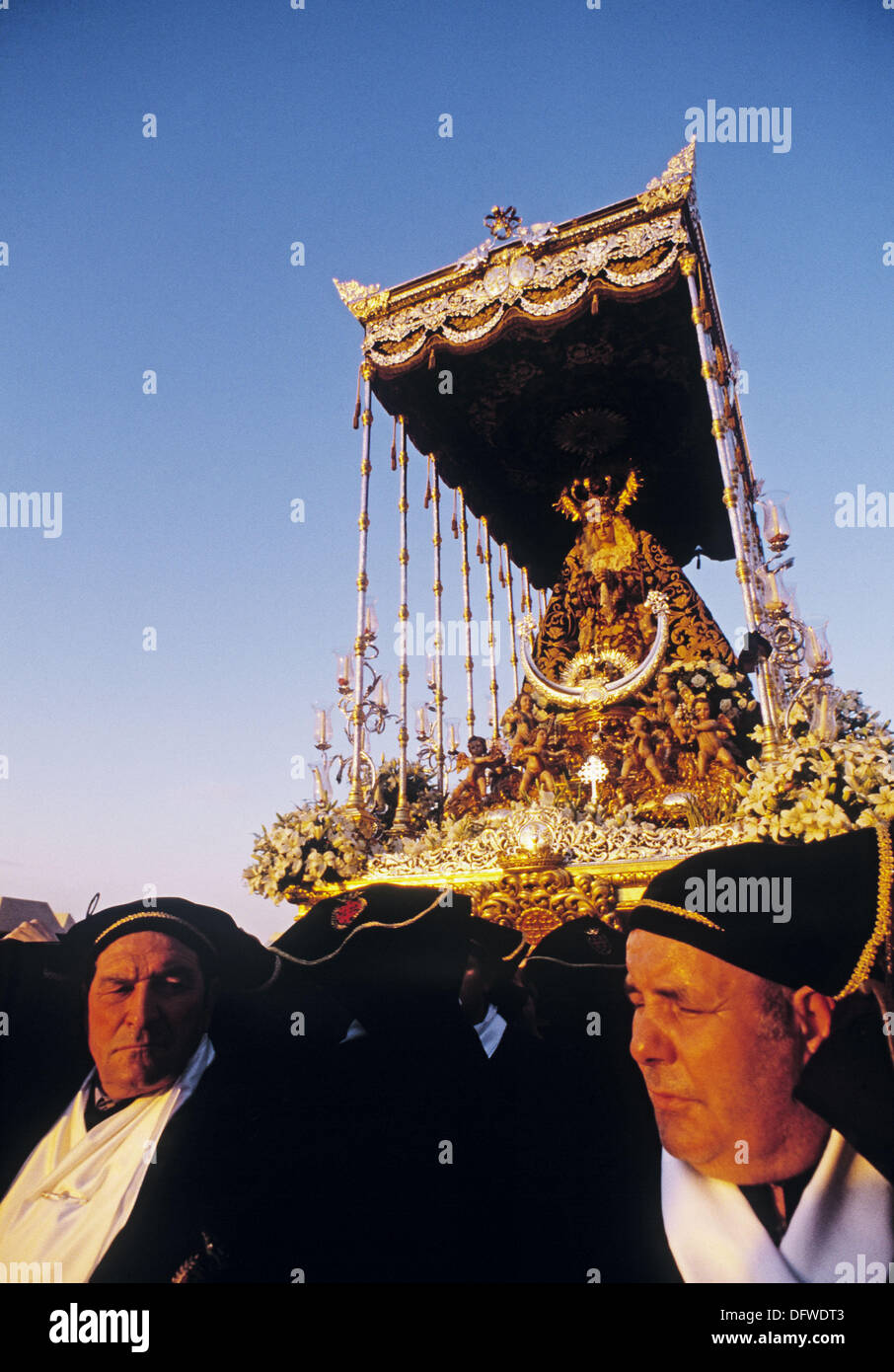 Holy Week float during procession. Antequera. Málaga province ...