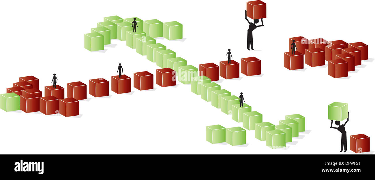 people making choices with building blocks Stock Photo - Alamy