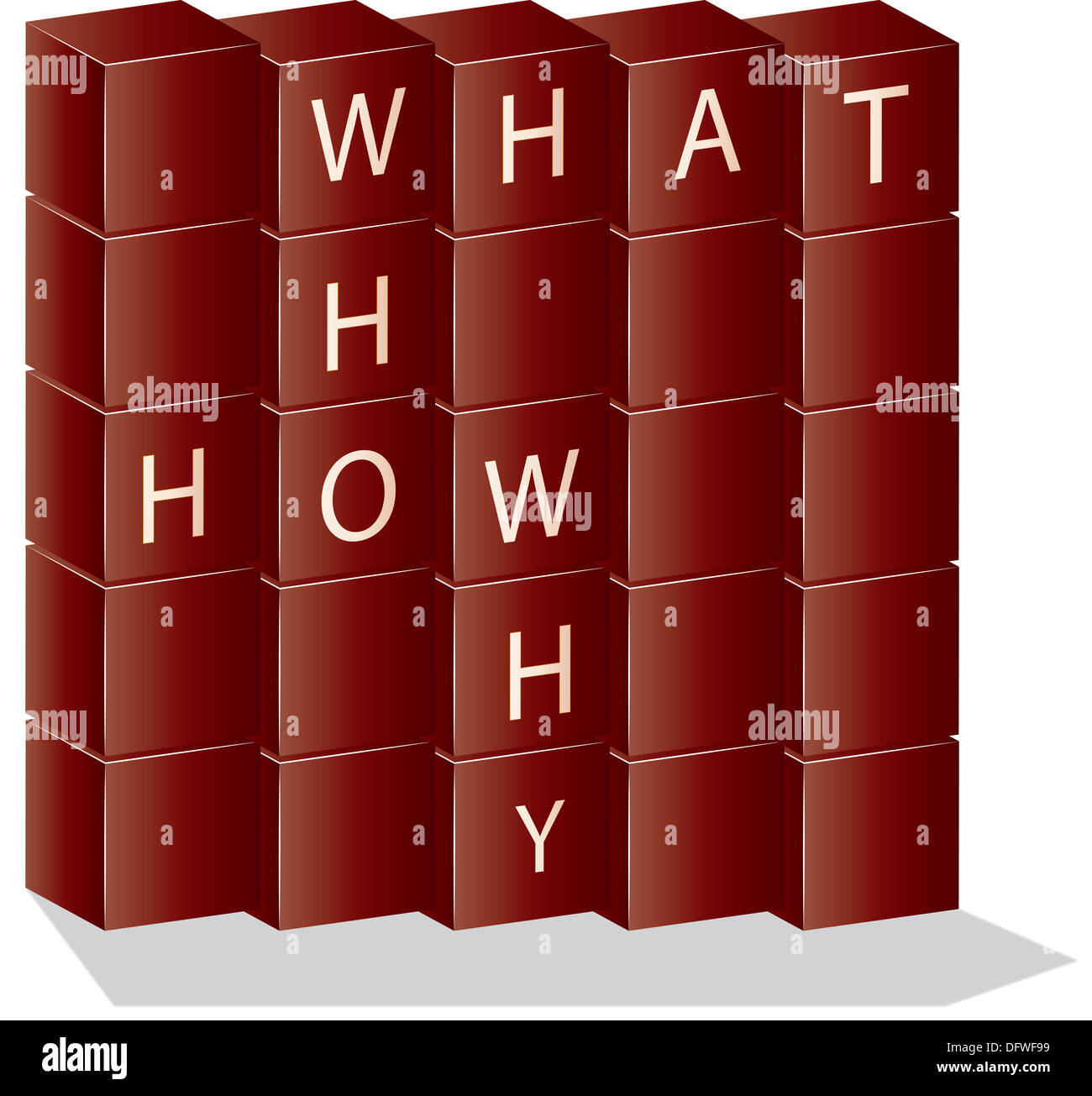 who what where and why building blocks Stock Photo - Alamy