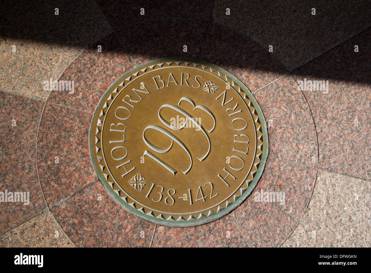 Plaque reading “1993 Holborn Bars 138–142 Holborn” embedded in the ...