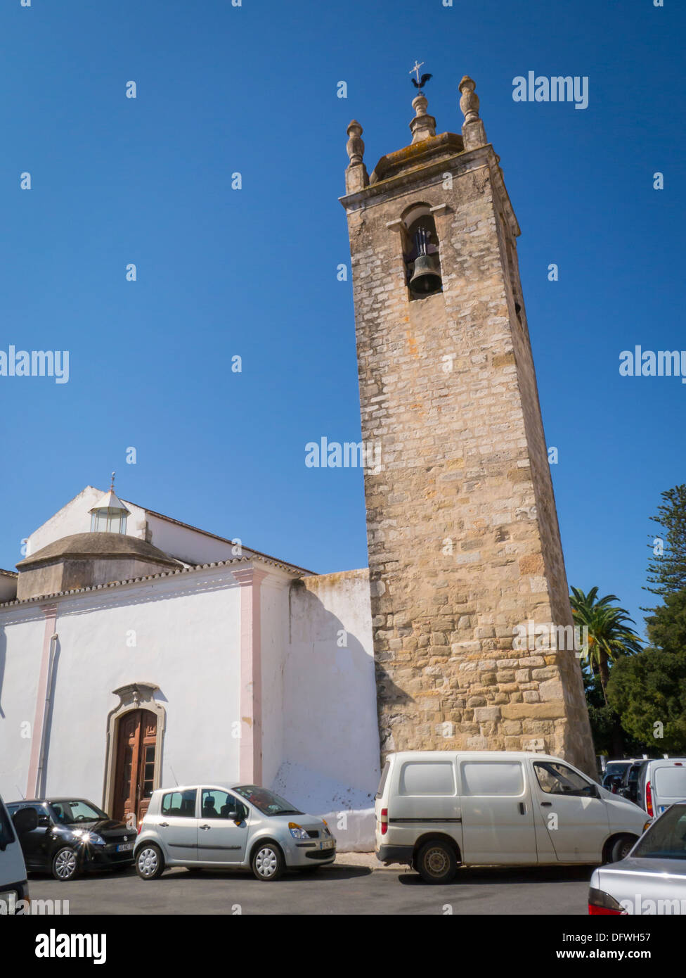 Portugal Algarve Loule stand alone grey block belfry Igreja Matriz de ...