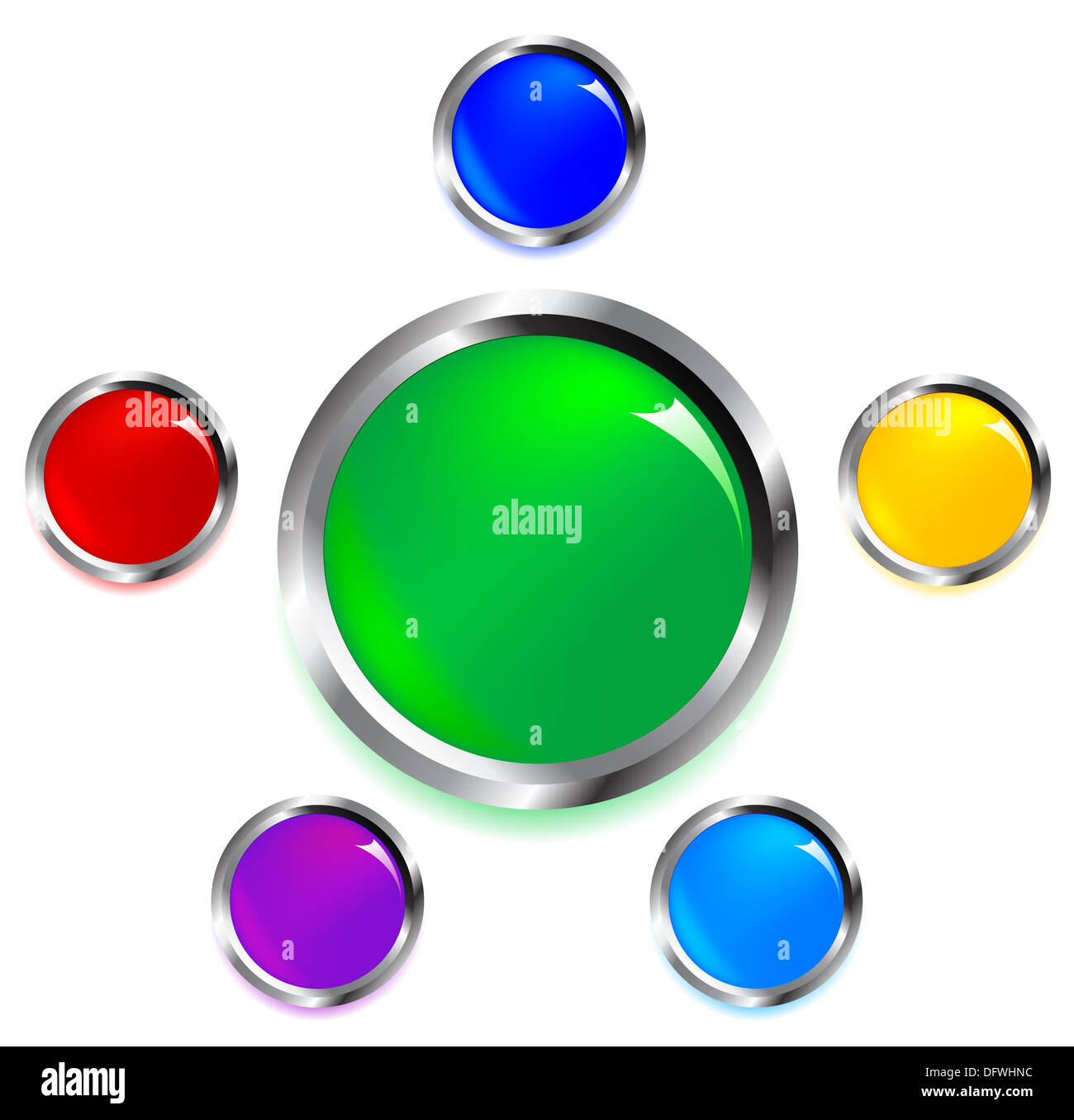 Set of six glossy buttons Stock Photo - Alamy