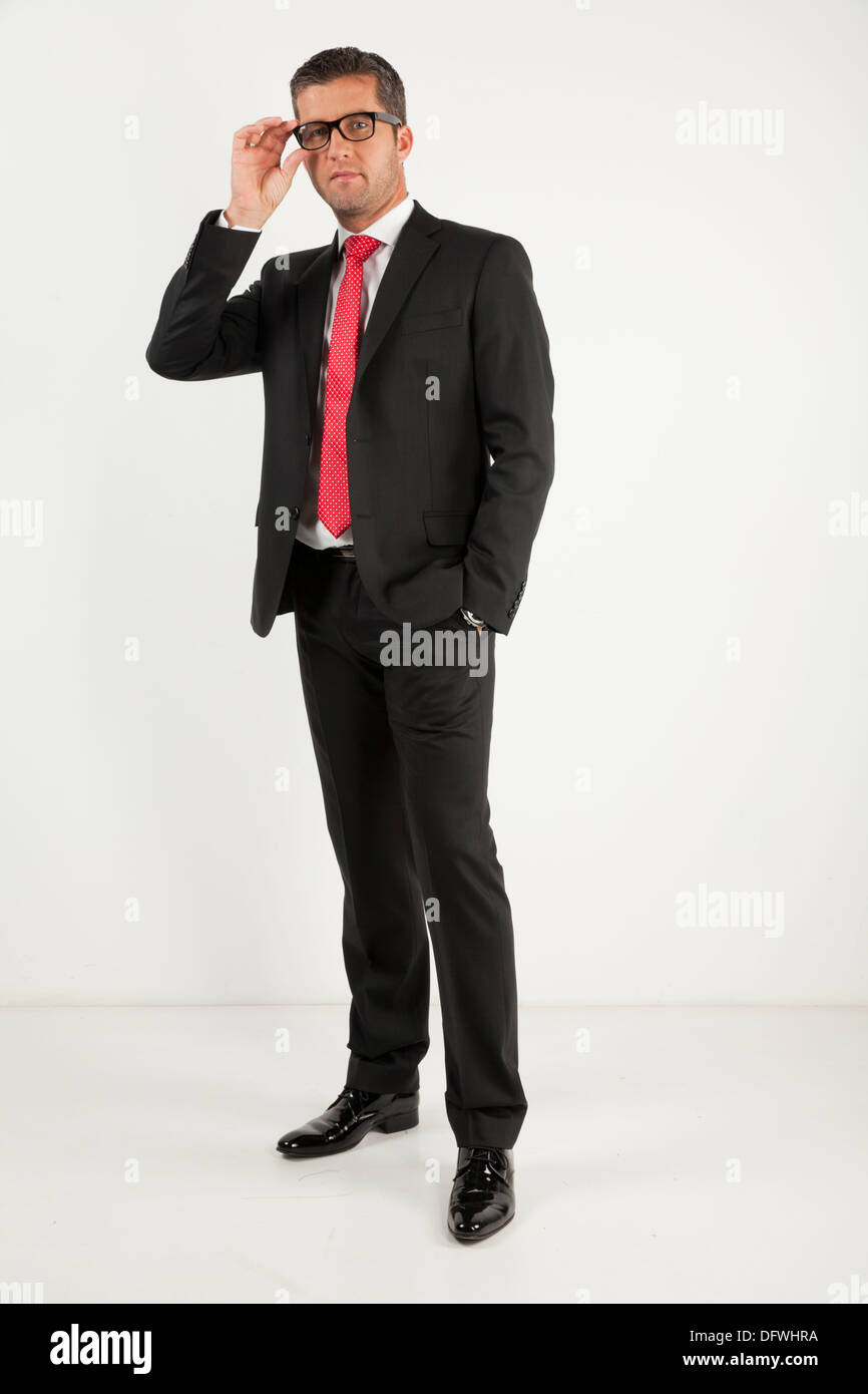 business man with red tie isolated Stock Photo - Alamy