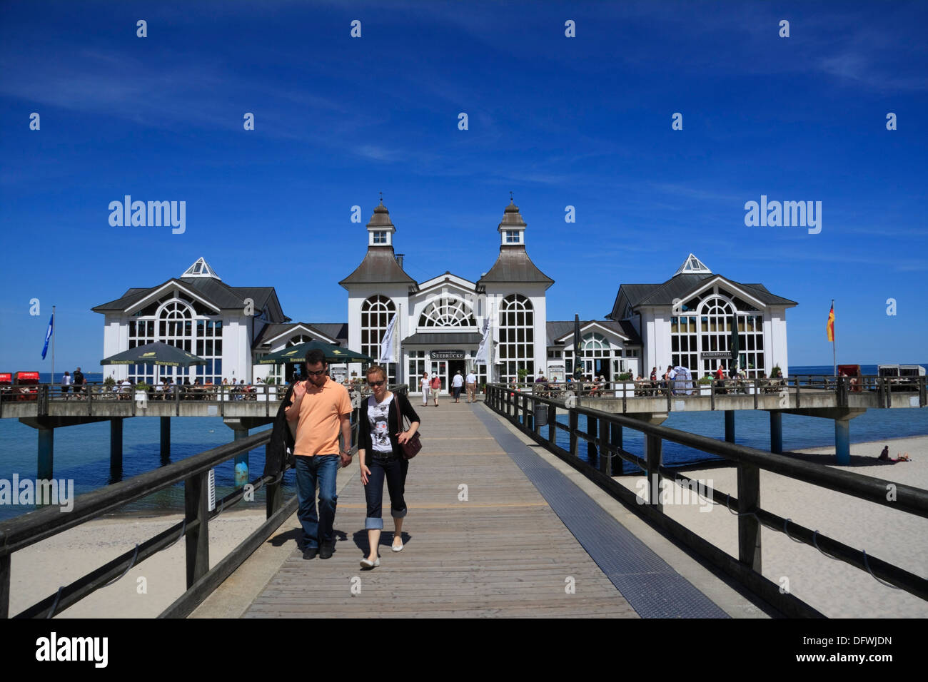 Sellin Pier, Ruegen Island, Baltic Sea Coast, Mecklenburg-Western ...
