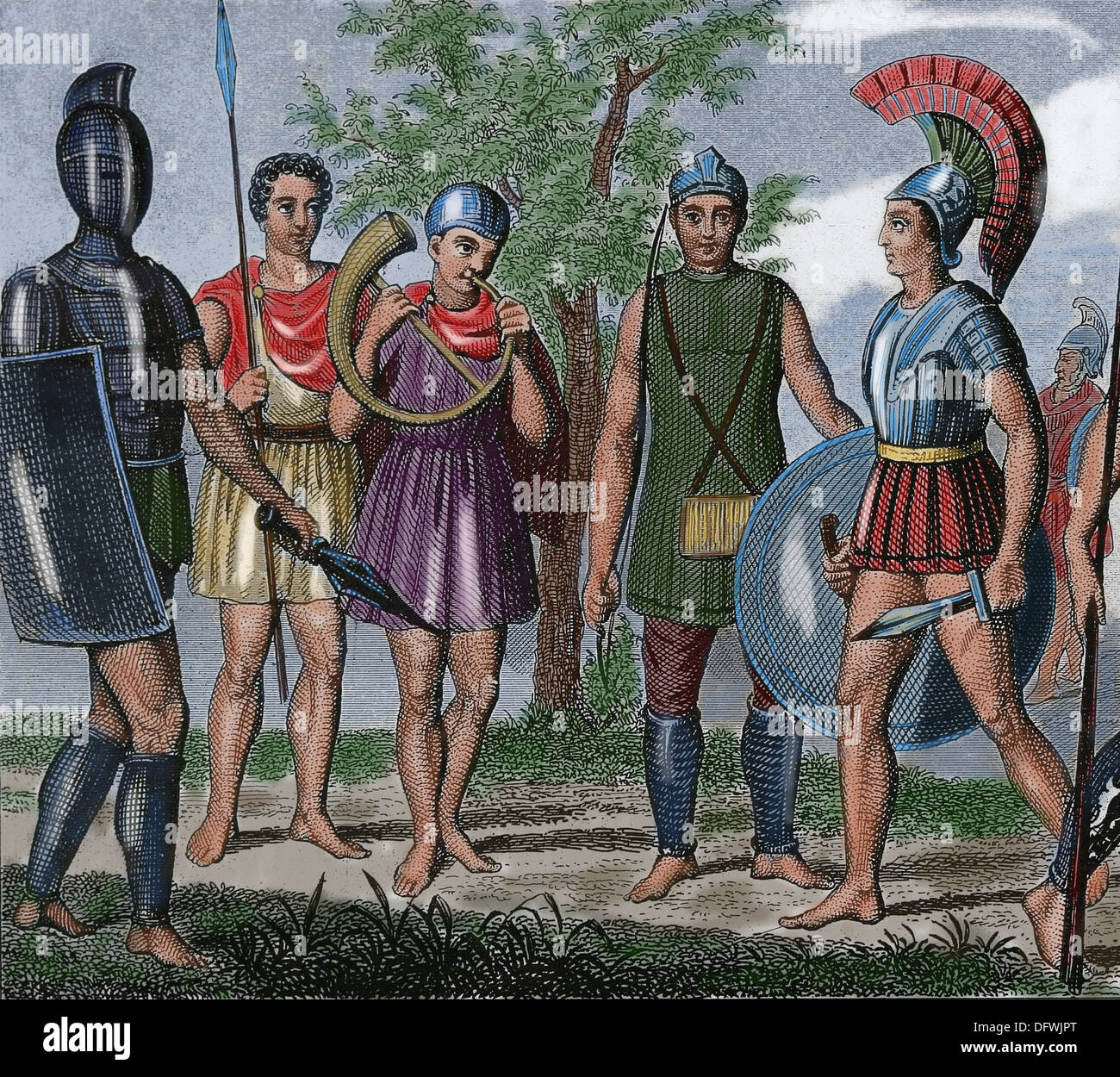 Ancient Age. Etruria. Soldiers and archers Etruscan. Colored Stock ...