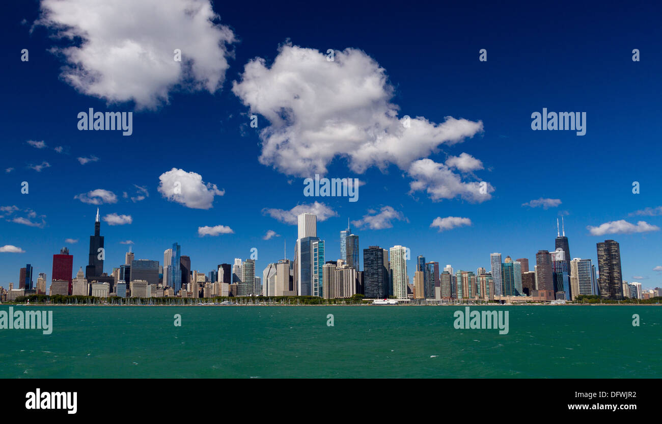 Chicago skyline from Lake Michigan Stock Photo - Alamy