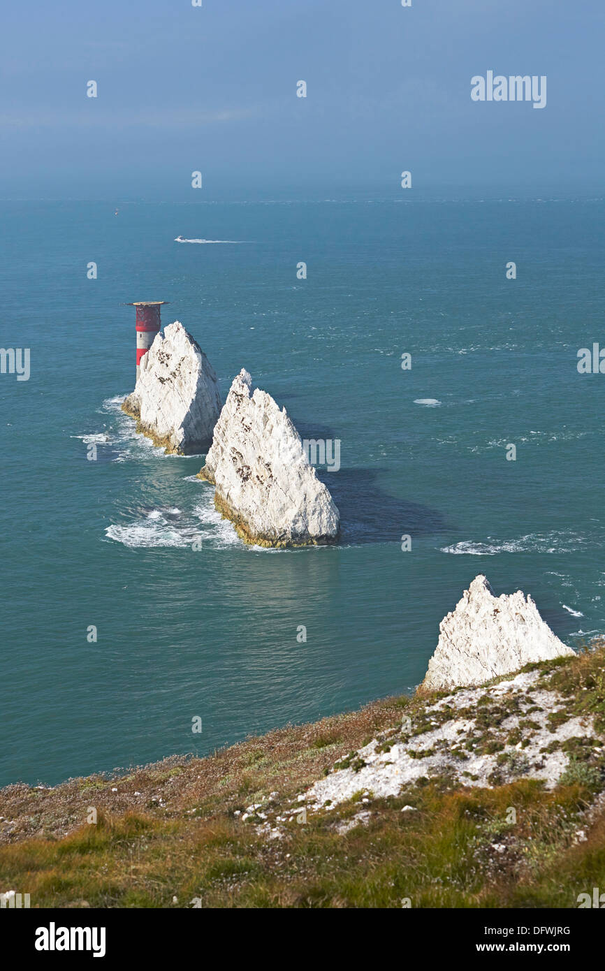 Isle of Wight the Needles rocks and lighthouse Stock Photo - Alamy