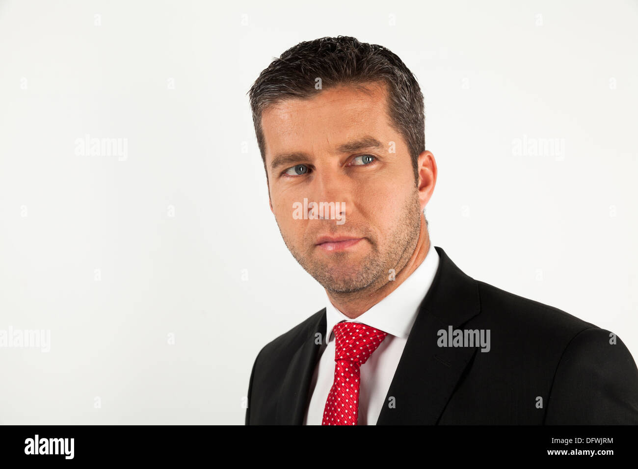 business man with red tie isolated Stock Photo - Alamy