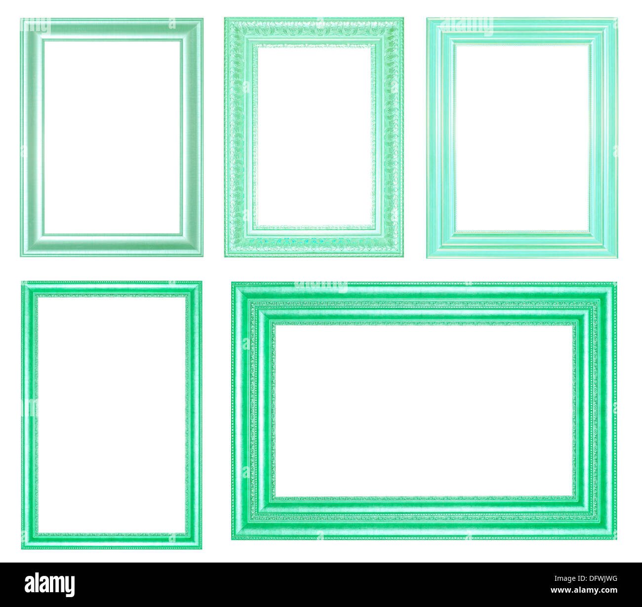 The antique green frame on the white background Stock Photo - Alamy