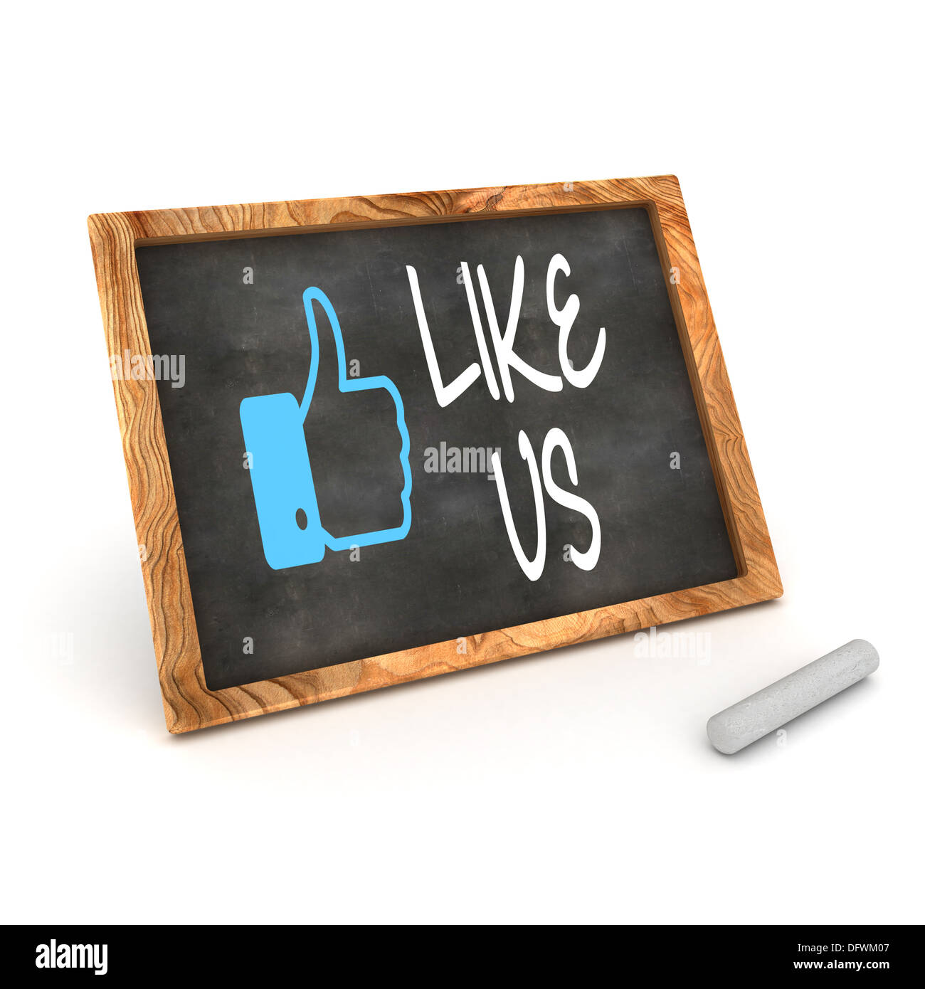 A Colourful 3d Rendered "Like Us" Social Media Message Stock Photo - Alamy