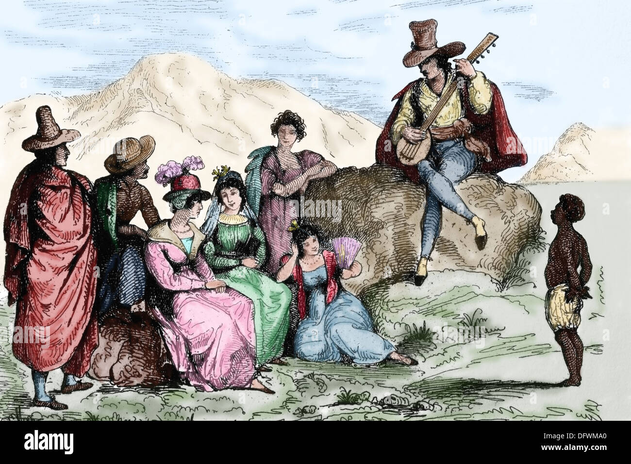 History. America. Brazil. Sao Paulo costumes, C. 1840. Engraving. Later ...