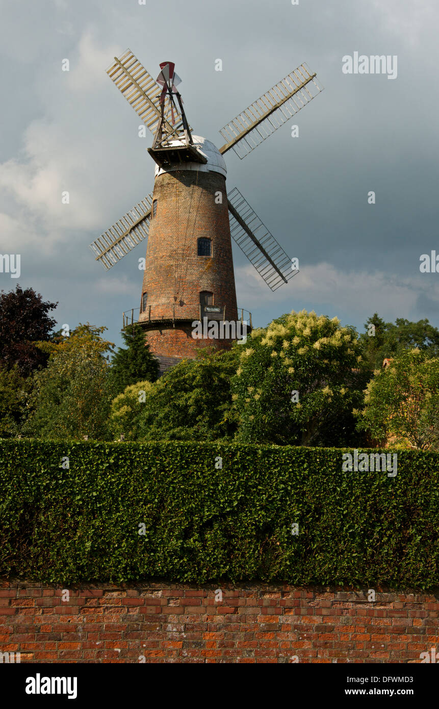 Quainton Windmill, a renovated windmill with cap and fantail sails ...