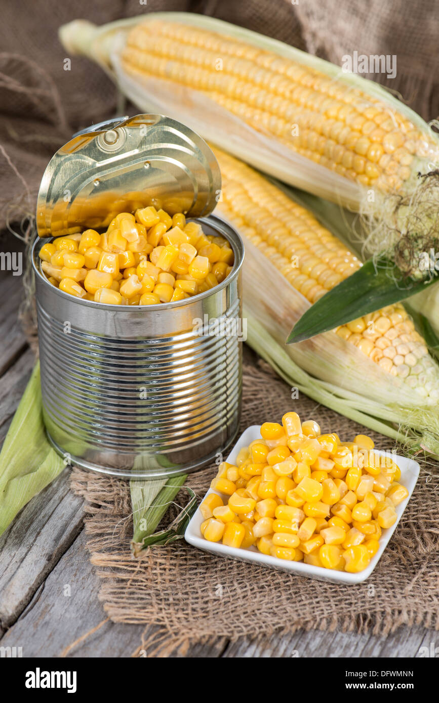 Fresh portion of preserved Sweetcorn (close-up shot Stock Photo - Alamy