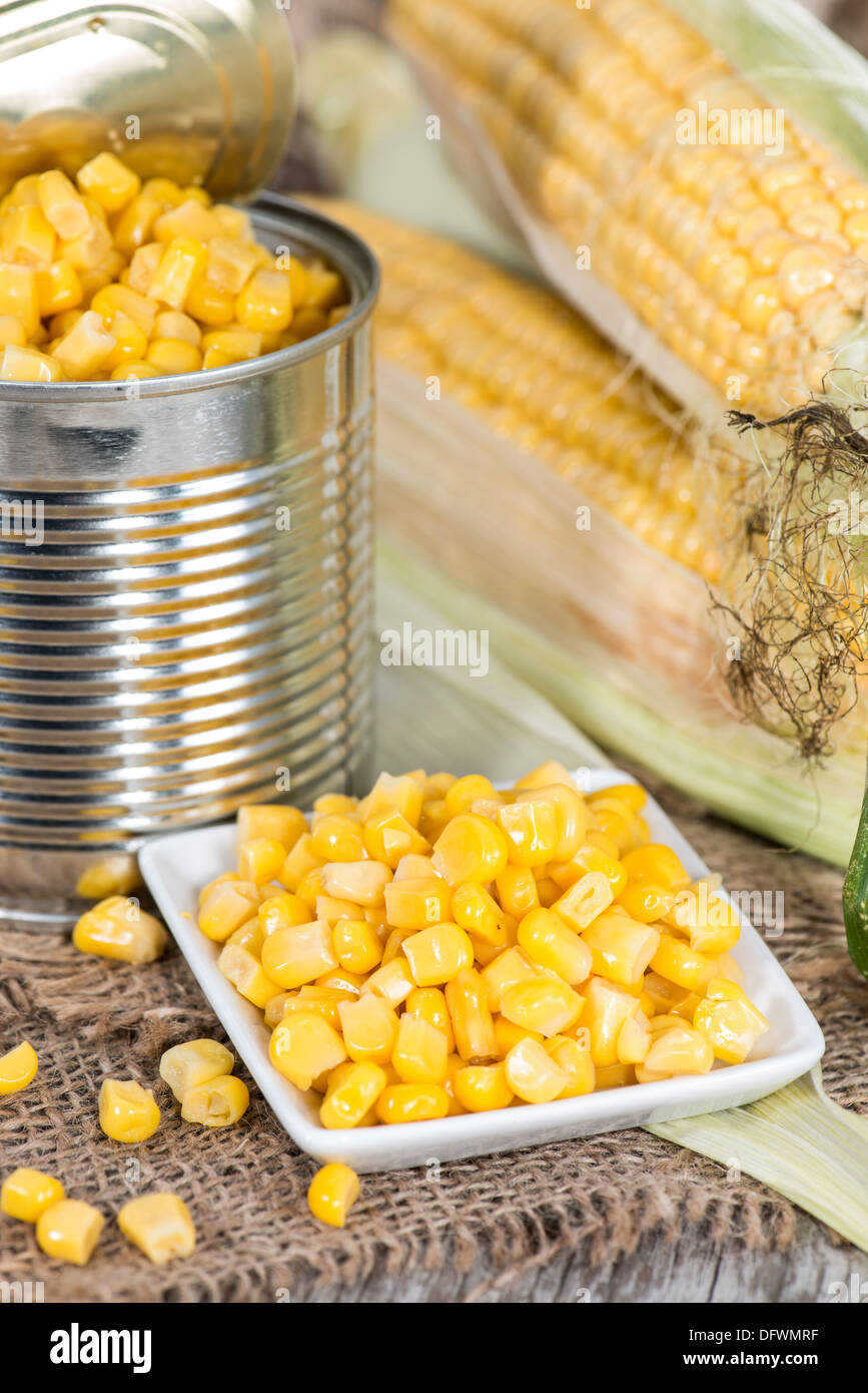 Fresh portion of preserved Sweetcorn (close-up shot Stock Photo - Alamy