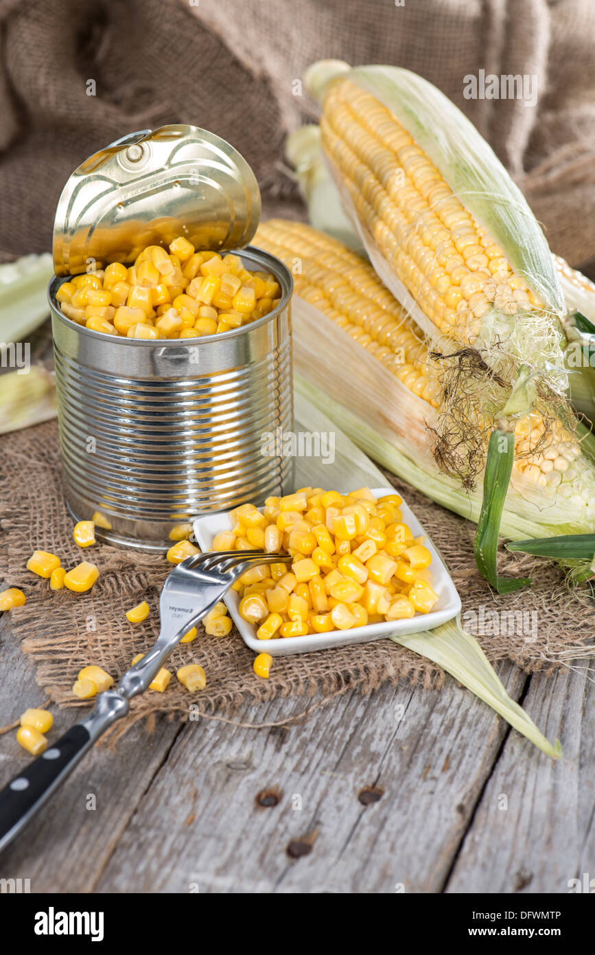 Fresh portion of preserved Sweetcorn (close-up shot Stock Photo - Alamy