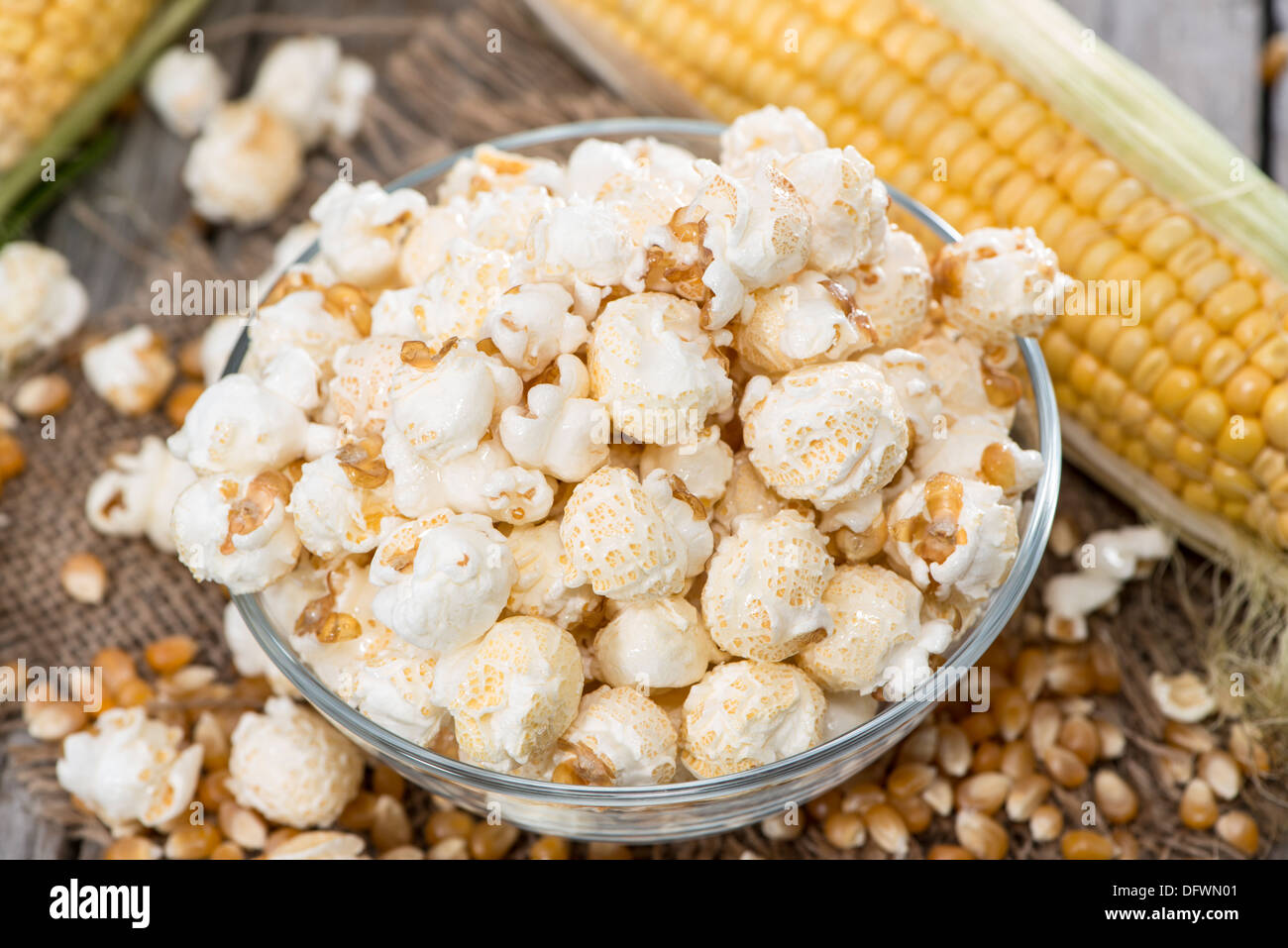 Homemade Popcorn in a small bowl Stock Photo - Alamy