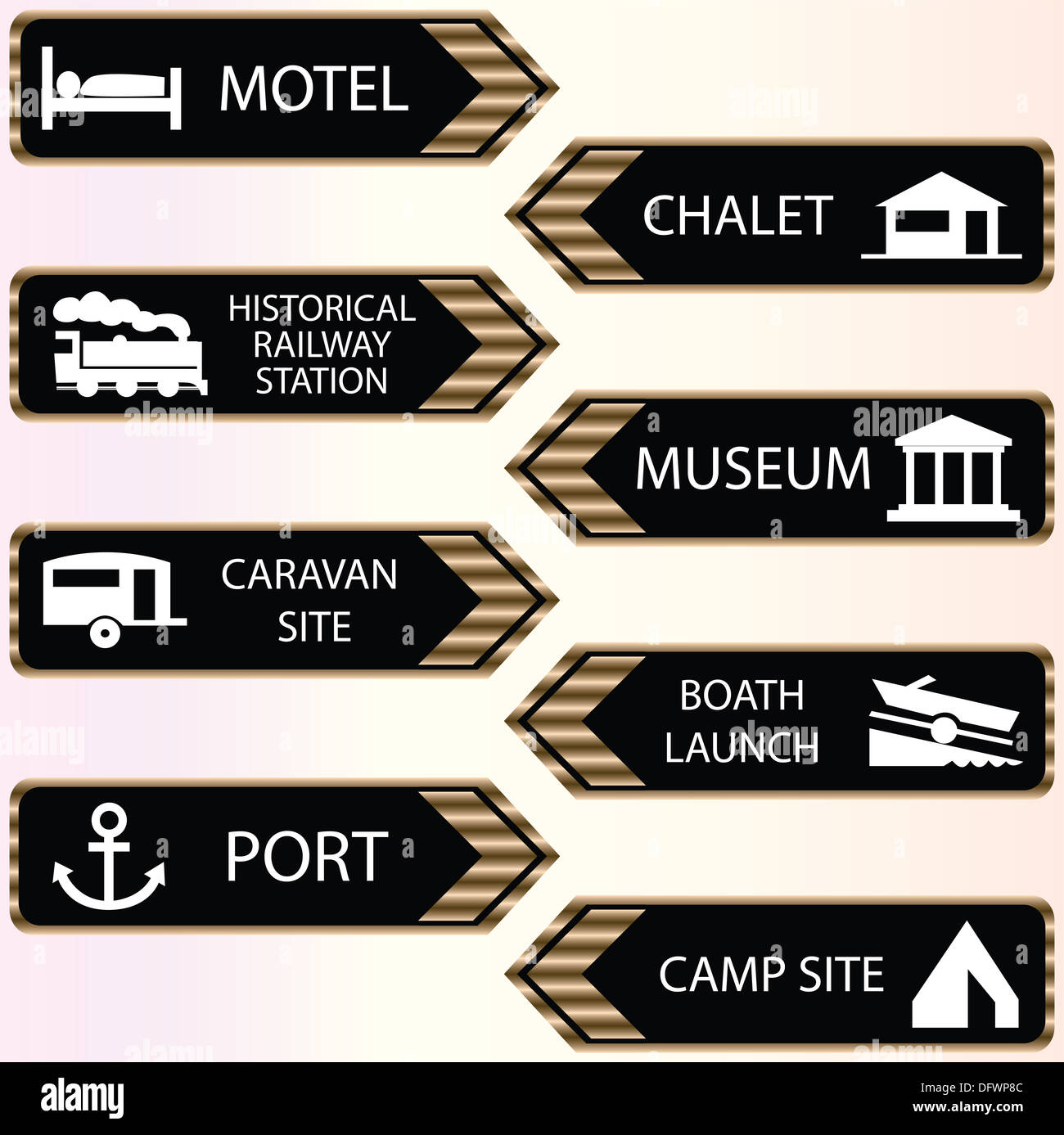 tourist locations icon set black-white - VECTOR Stock Photo - Alamy