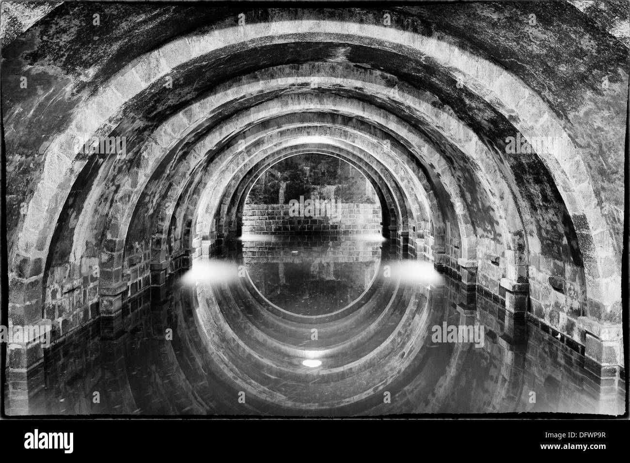 Marvao castle, Ancient water cistern, Alentejo, Portugal Stock Photo ...