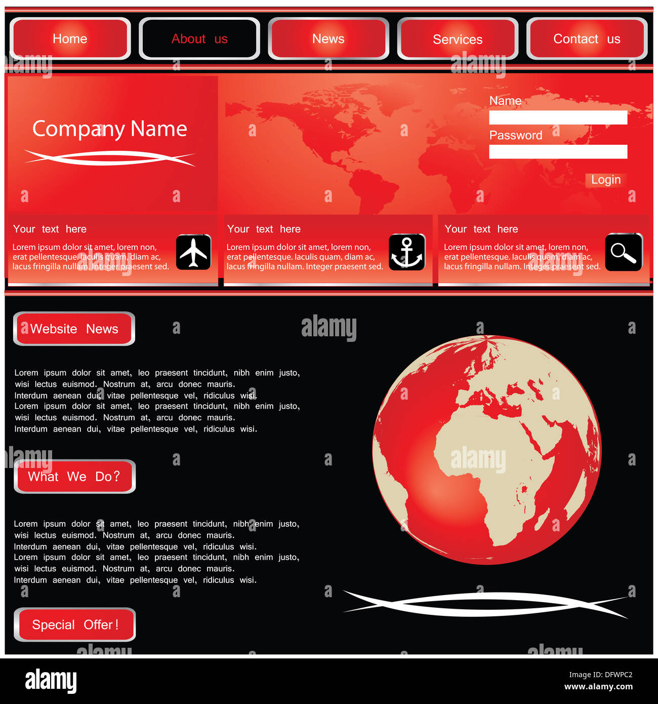 Vector web site design template with globe Stock Photo - Alamy Vector web site design template with globe Stock Photo - Alamy