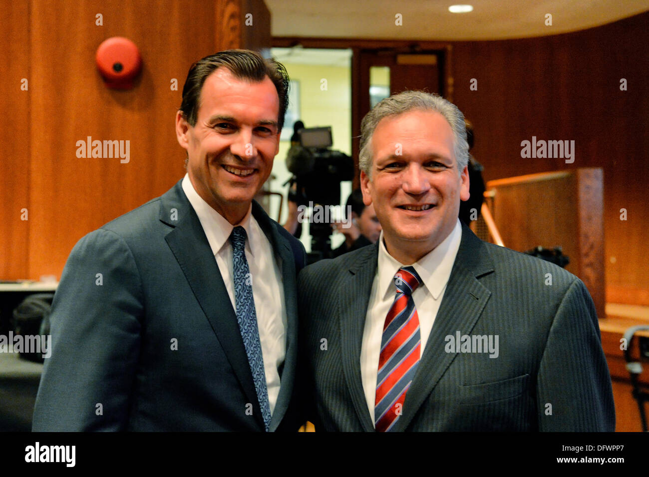 Old Westbury, New York, U.S. 8th October 2013. R-L, Republican EDWARD ...