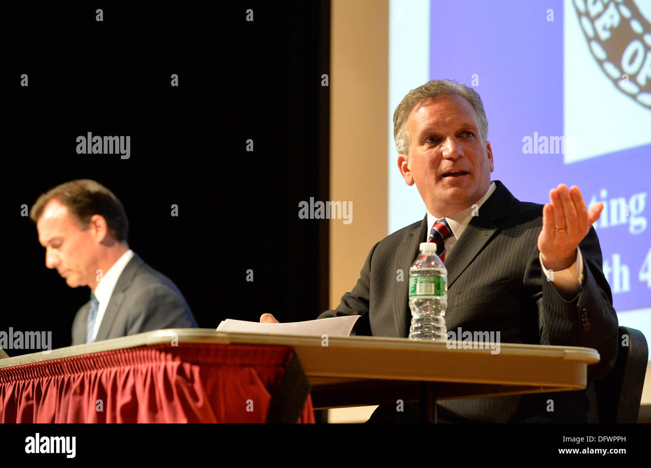 Old Westbury, New York, U.S. 8th October 2013. R-L, Republican EDWARD ...