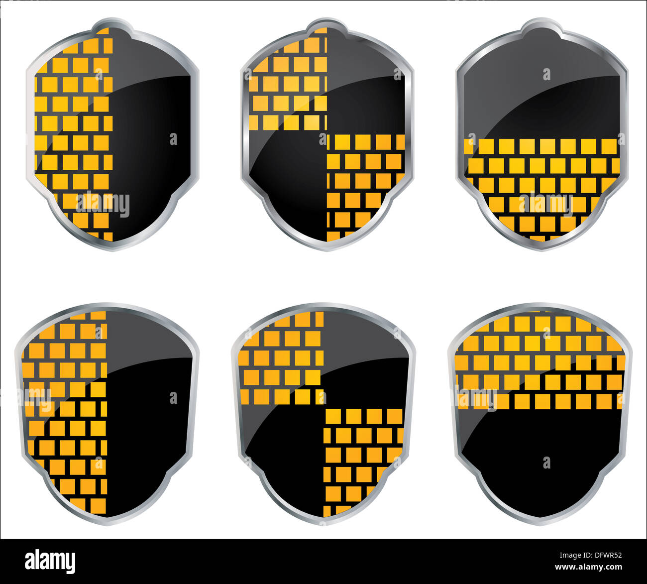 shield emblems isolated over a white background Stock Photo - Alamy