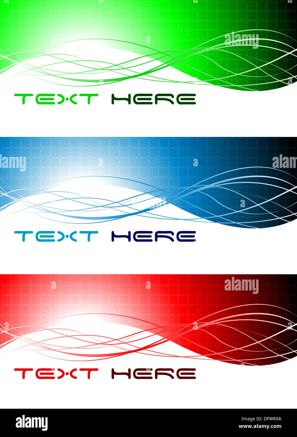 Set of three abstract wavy banners Stock Photo - Alamy