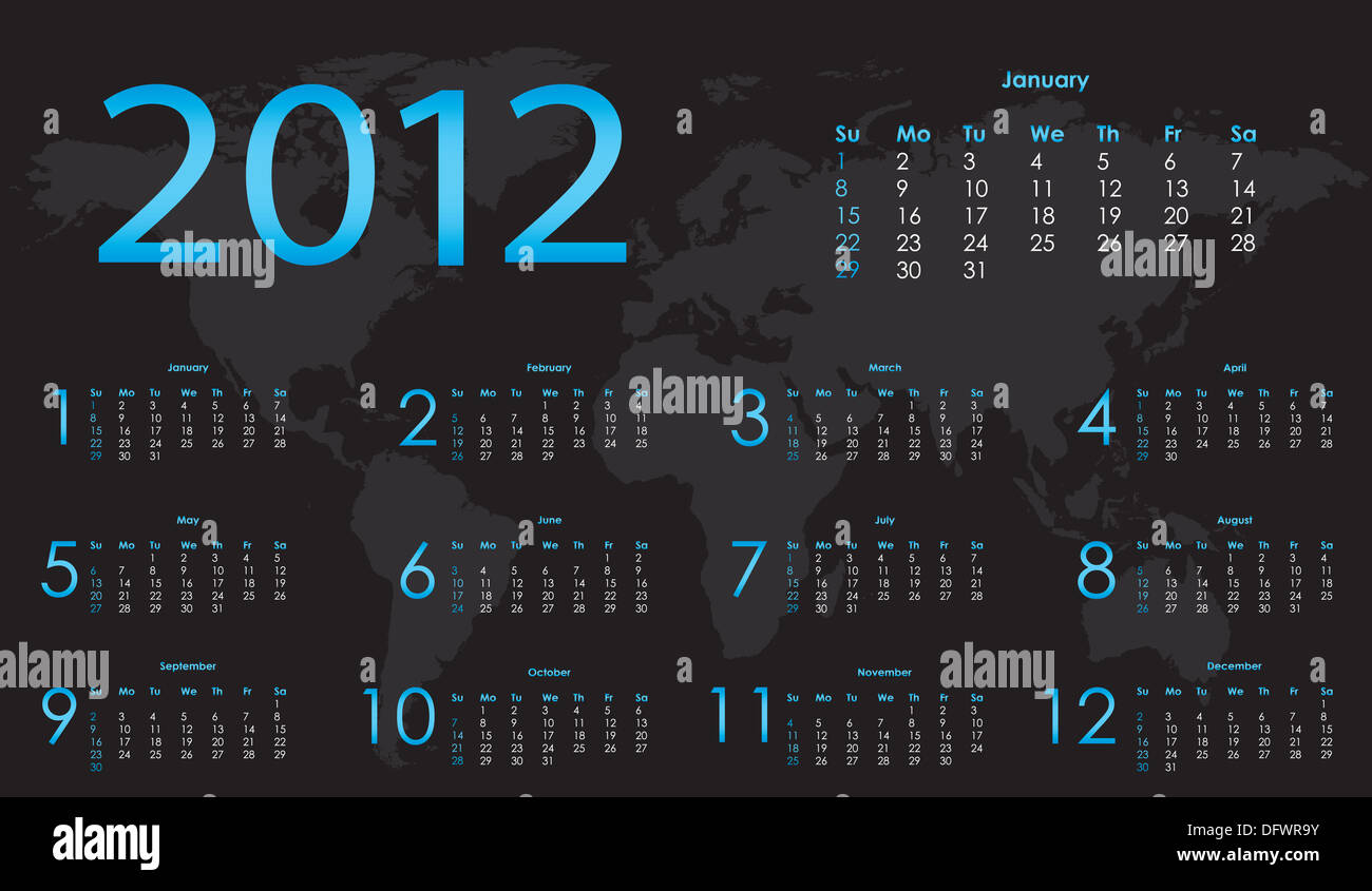 2012 calendar template hi-res stock photography and images - Alamy