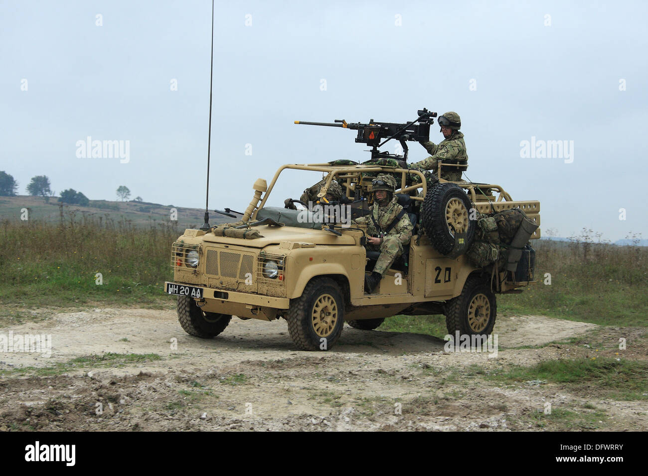 Land Rover RWMIK on exercise on Salisbury Plain Training Area Stock ...