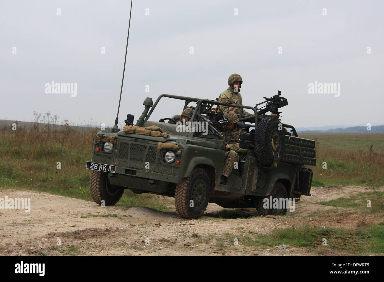 Land Rover RWMIK on exercise on Salisbury Plain Training Area Stock ...