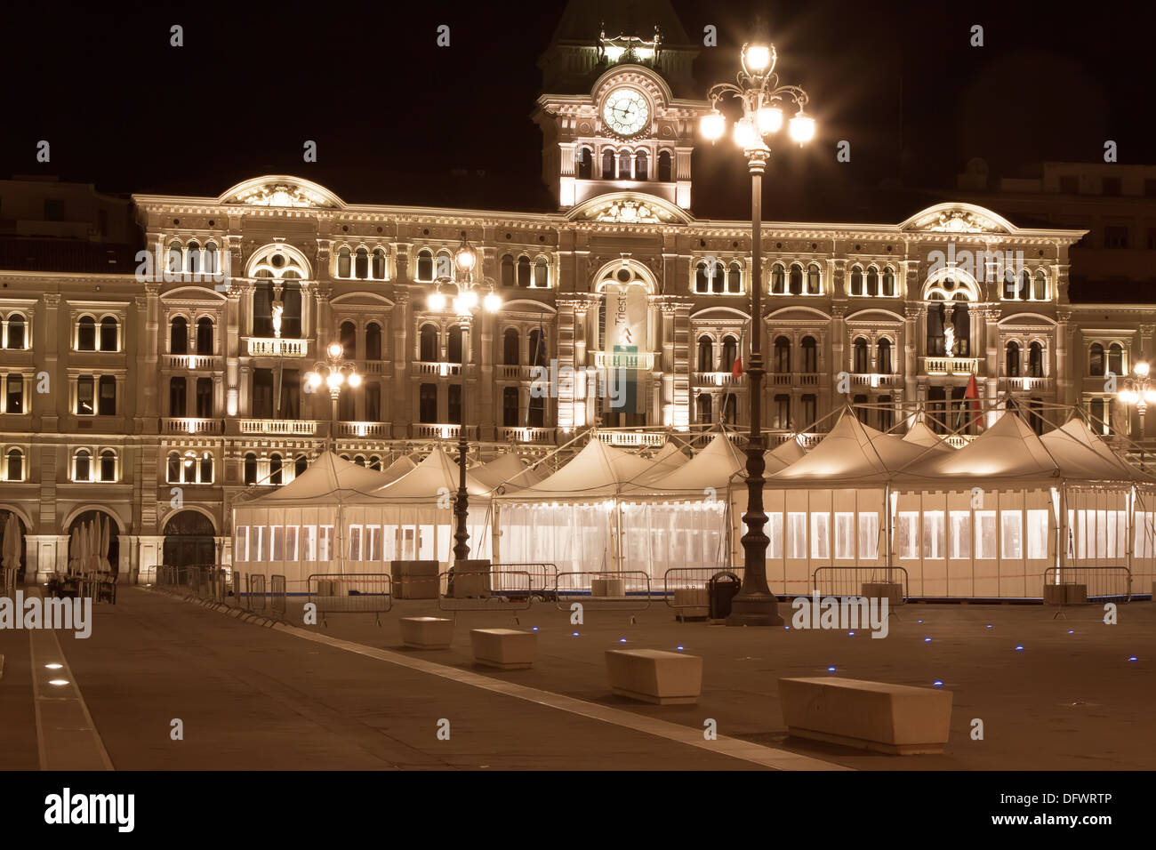 piazza dell' Unita, Trieste by night, Italy Stock Photo - Alamy