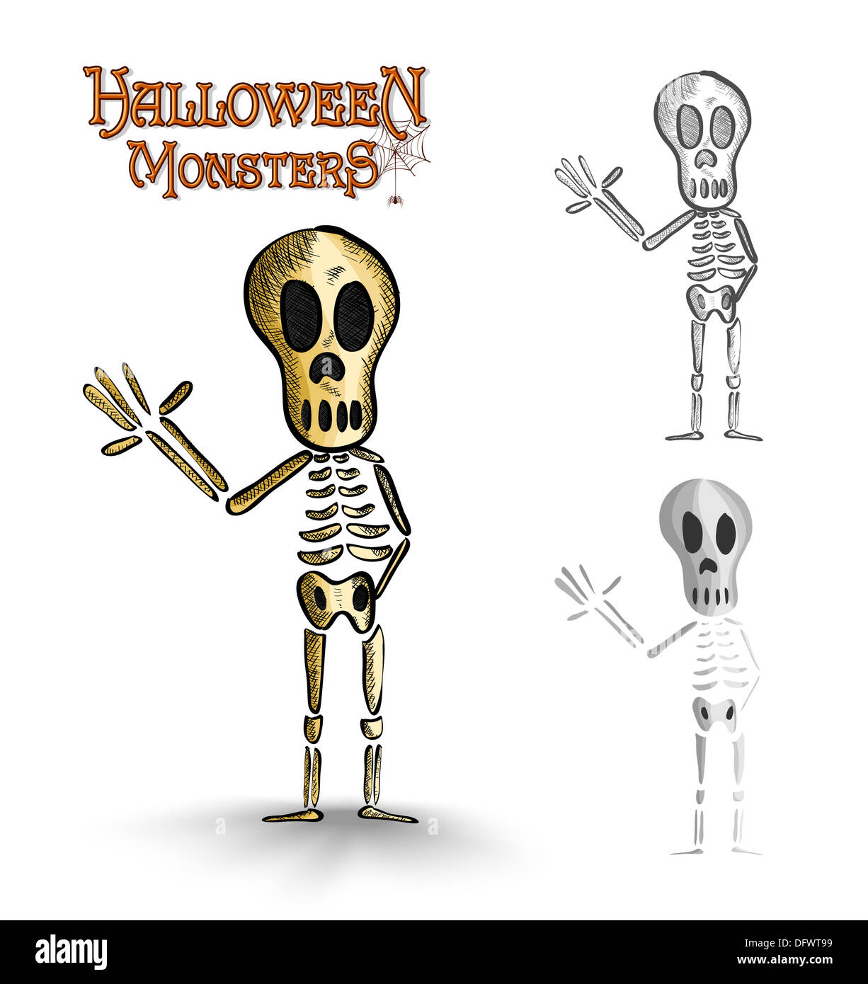 Halloween monsters scary human skeletons set. EPS10 Vector file ...