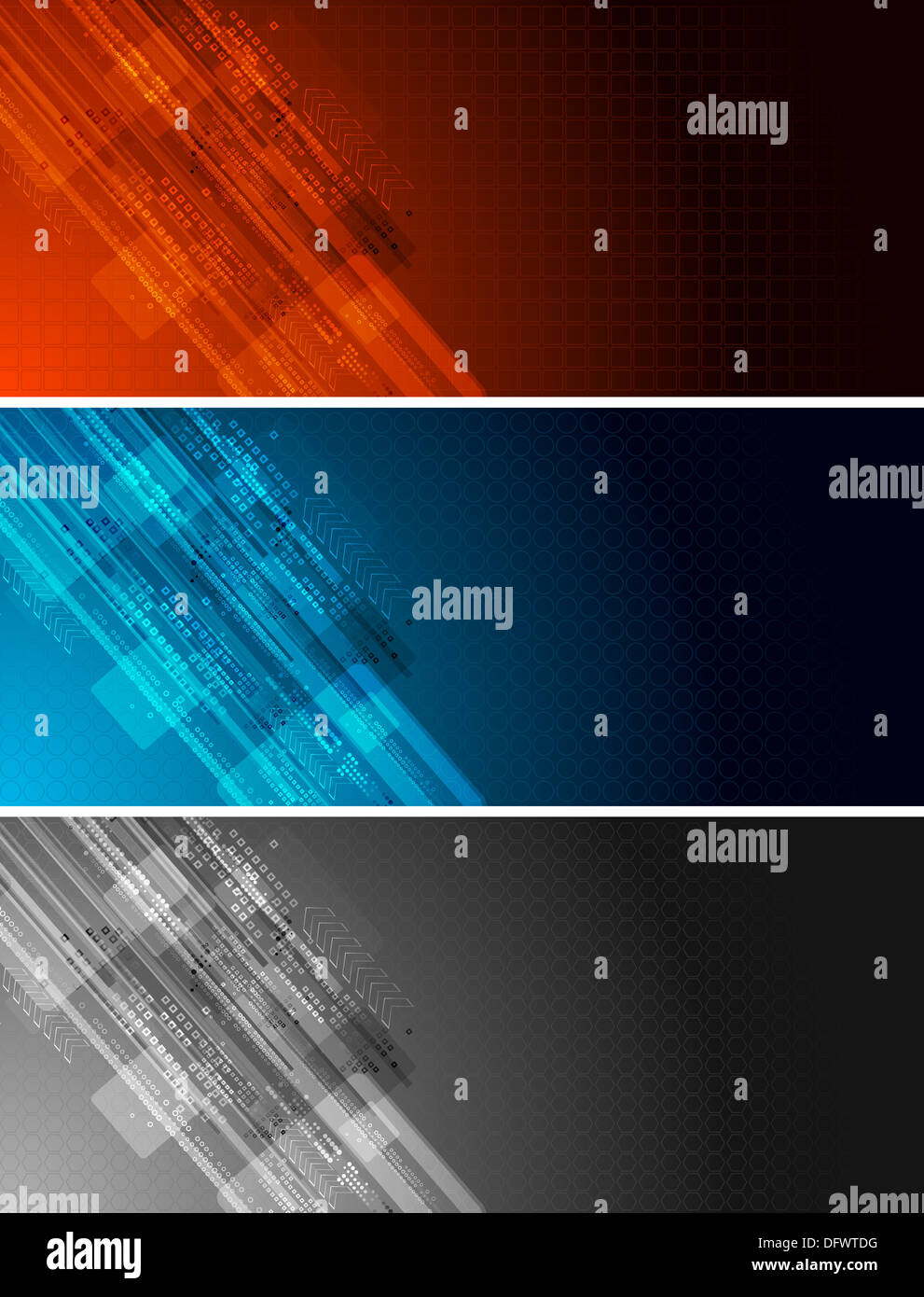 Set of three dark technical banners Stock Photo - Alamy