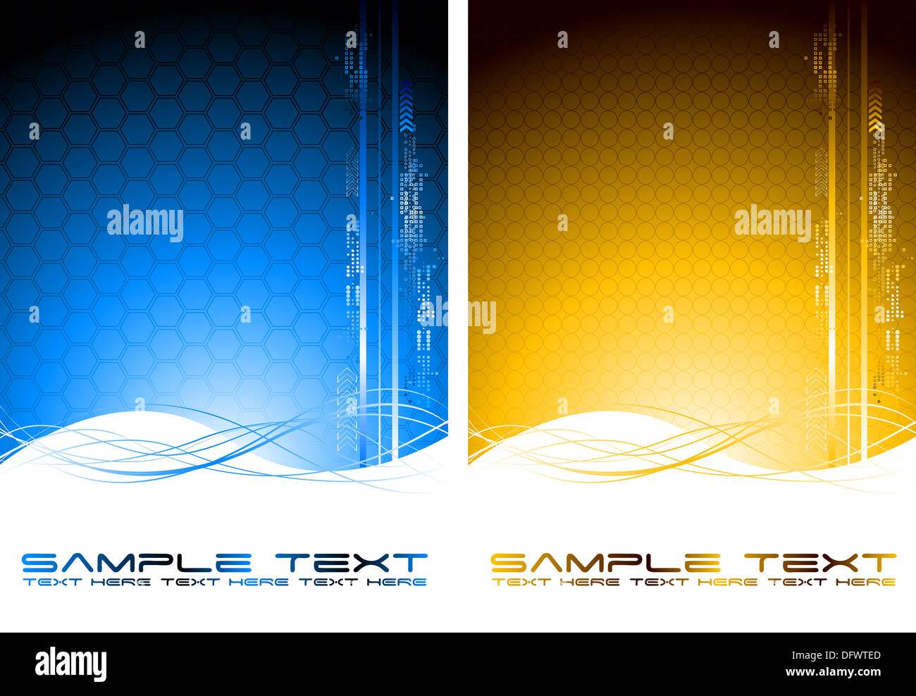 Two abstract tech banners with waves (vertical position Stock Photo - Alamy