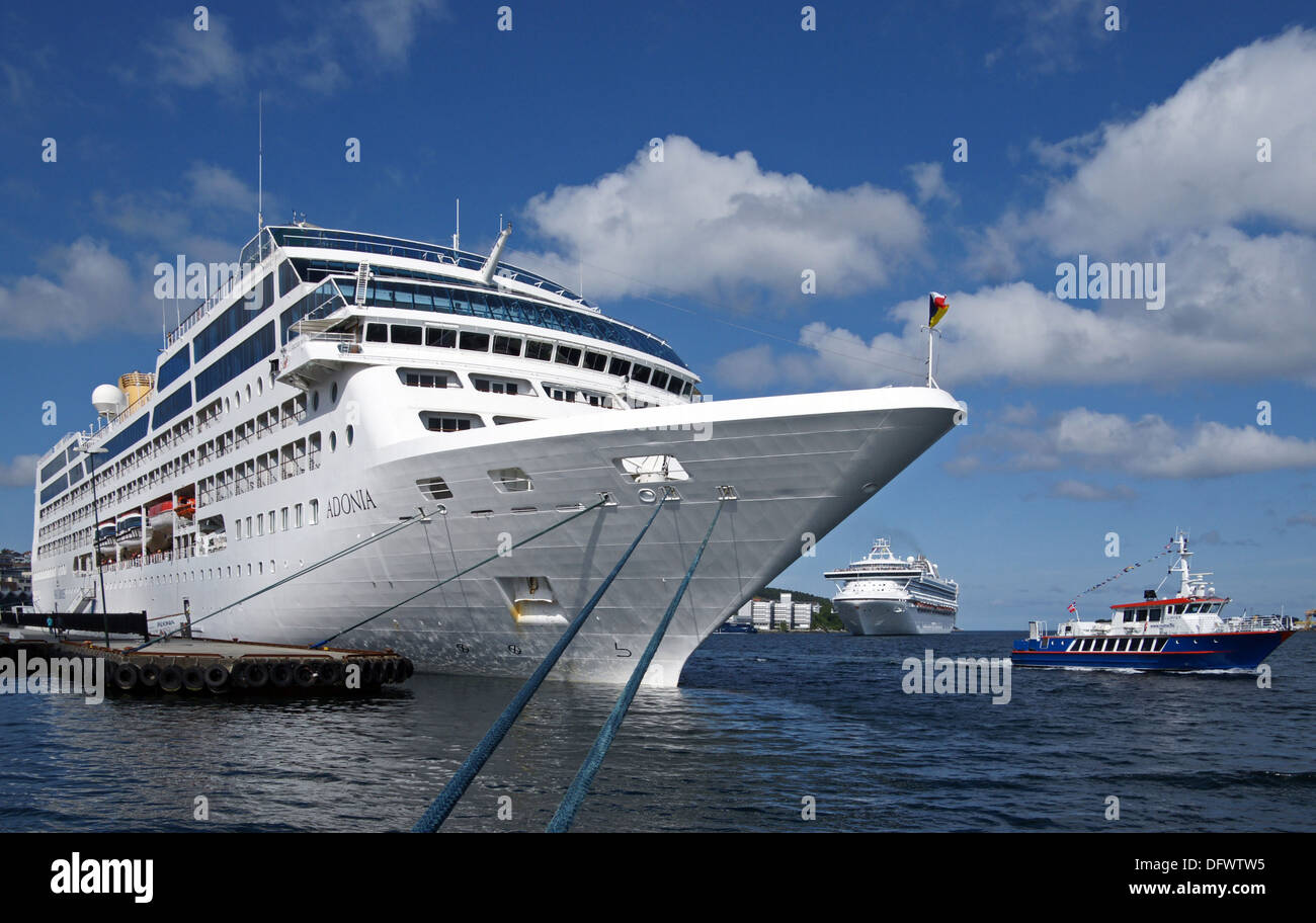 Cruise ship Adonia moored in Stavanger Harbour Norway with Grand ...