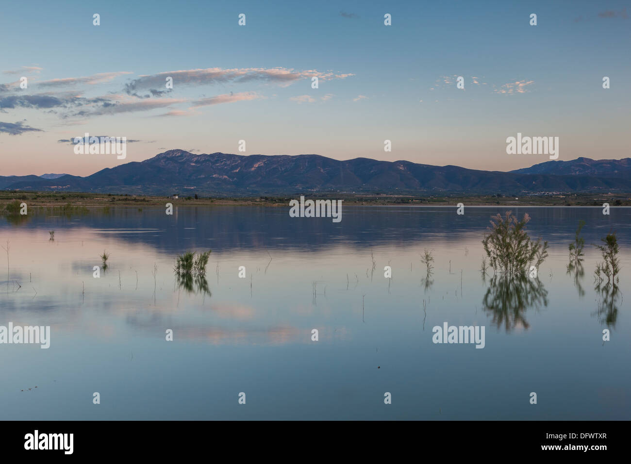 Benicadell at sunset from bellus dam, Valencia, Comunidad Valenciana ...