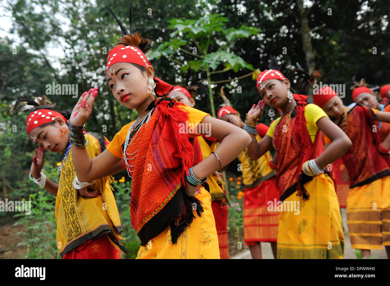 BANGLADESH Madhupur, Garo women dance at traditional harvest festival ...