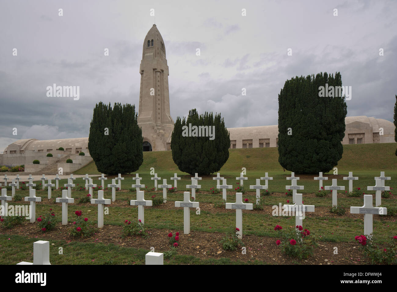 The Douaumont ossuary and the cemetery in front of it Stock Photo - Alamy