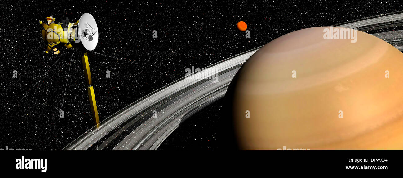 Saturn titan moon cassini hi-res stock photography and images - Alamy