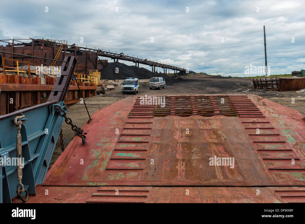 Ferry in the Anadyr harbour, Chukotka Province, Russian Far East Stock ...