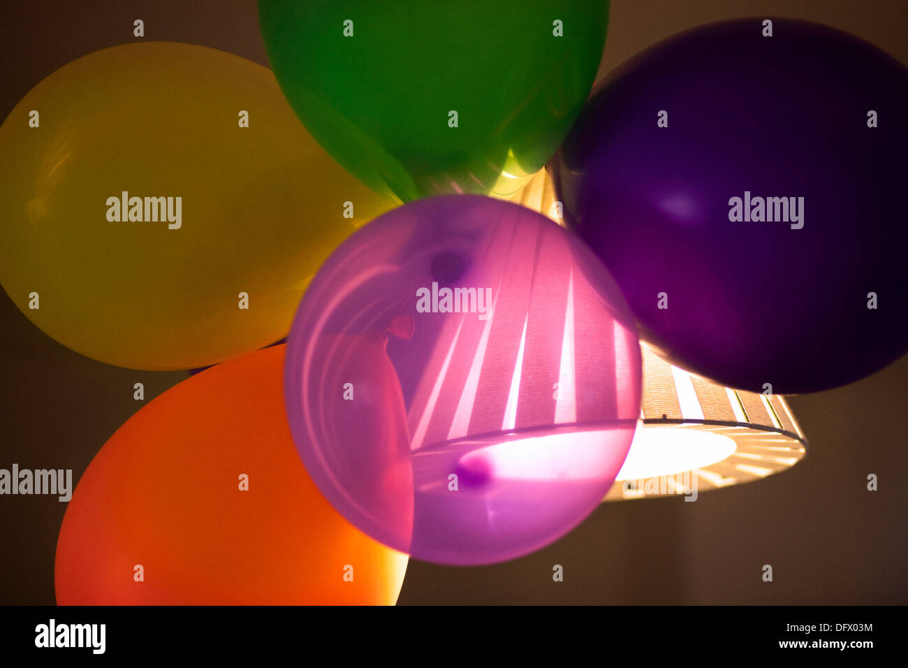 Colorful Balloons Surrounding Ceiling Lamp Stock Photo - Alamy