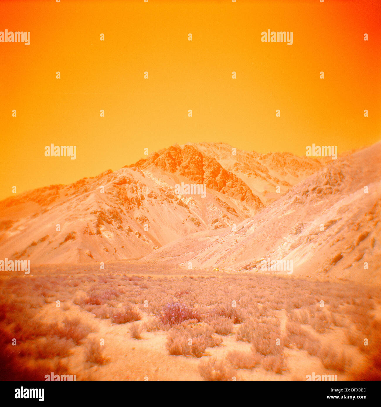 Desert Mountain Landscape with Orange Background, Chile Stock Photo - Alamy
