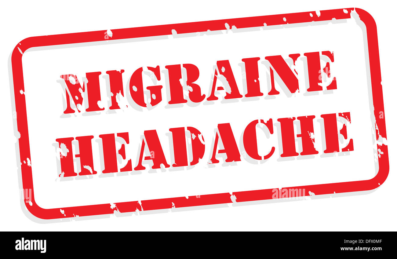 Migraine headache red rubber stamp vector for mental health concept ...