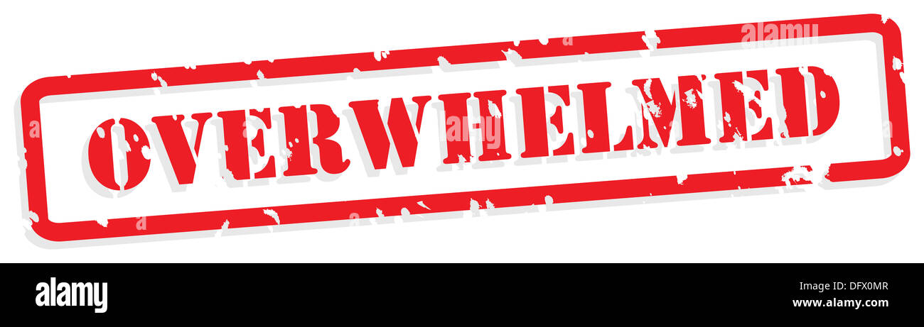 Overwhelmed red rubber stamp vector for mental health concept Stock ...