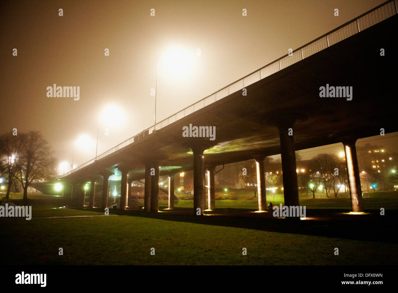 Elevated Highway Viaduct at Night, Sweden Stock Photo - Alamy